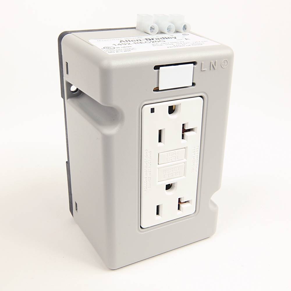 Allen-Bradley IEC GFCI Rcpt, 20A, Din Rail Mtg