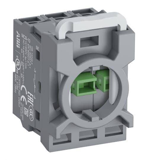 ABB MCBH-30 Non-Illuminated Single Contact Block With 3-Position Holder, 3NO Contact, 6 A at 230 ...