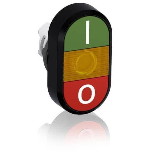 ABB MPD2-11Y Illuminated Modular Double Pushbutton Operator, 30 mm, Flush Operator, Yellow