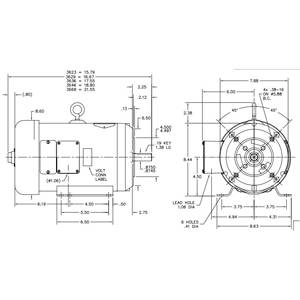 2 HP, 9.5 A, 180 VDC, ABB CD6202 SCR Drive Motor, 0.875" Shaft, 1750 ...