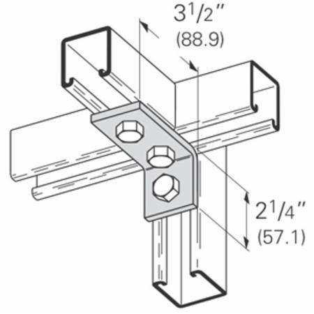 EATON B-Line B102ZN 90 deg Corner Angle, 3 Holes, 2-1/4 in L x 3-1/2 in ...