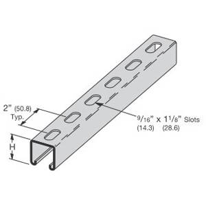 B-Line B54SH-120GLV Slotted Single Metal Framing Channel, 10 ft L 1-5/8 ...
