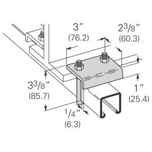 EATON B-Line B441-22SS4 Beam Clamp, 13/16 to 1-5/8 in Channel, 3/4 in ...