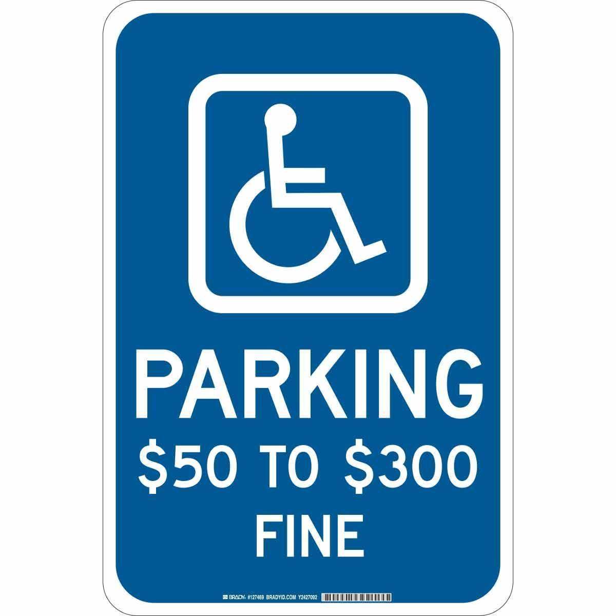 Brady® 127467 Rectangular Handicapped Parking Sign, Symbol/Text, B-555 ...