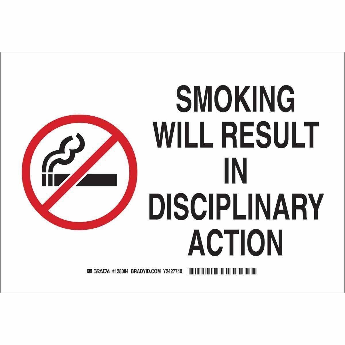 Brady® 128085 Non-Reflective Rectangular No Smoking Sign, 10 in H x 14 ...