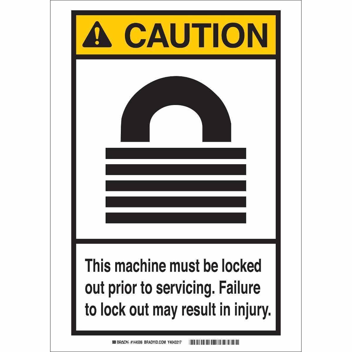 Brady® 144504 Rectangular Lockout Tagout Sign, CAUTION, 7 in H x 5 in W ...