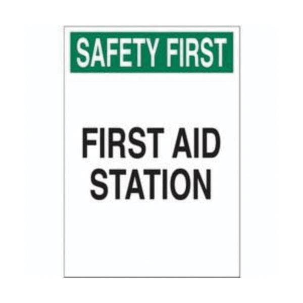 Brady® 85325 Rectangular First Aid Sign, SAFETY FIRST, 10 in H x 7 in W ...