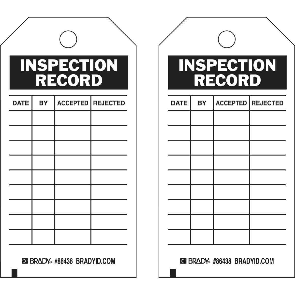 Brady® 86438 Laminated Rectangular Inspection and Material Control Tag ...