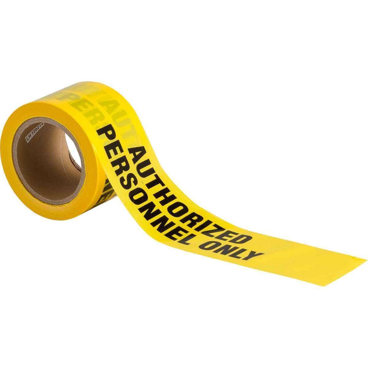 Brady® 91468 Barricade Tape, Black on Yellow, 200 ft L x 3 in W, AUTHORIZED PERSONNEL ONLY ...