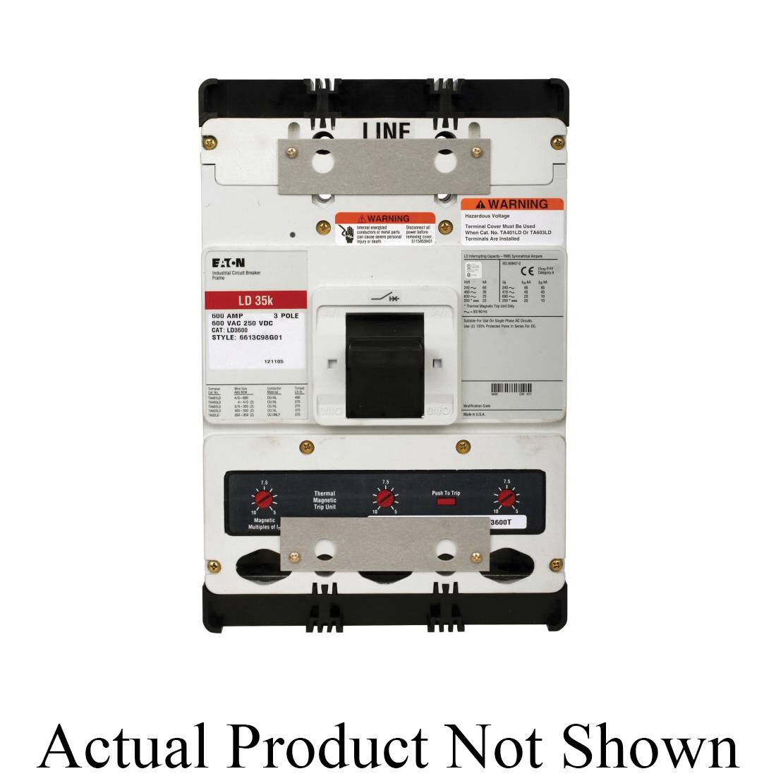 EATON LD3400 C Series Type LD Molded Case Circuit Breaker, 600 VAC/250 ...