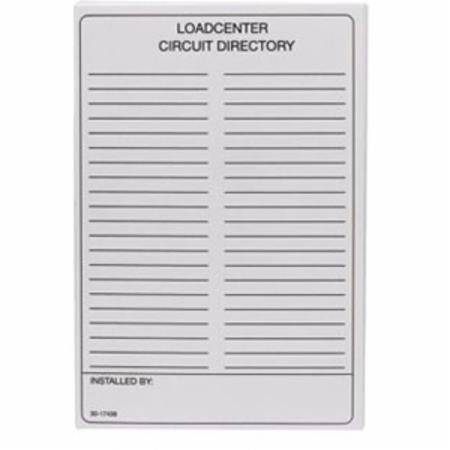 EATON TCD Circuit Directory, 0.01 in H x 6 in W, For Use With Type CH 3 ...