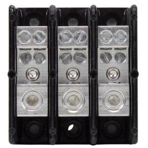 Bussmann Magnum® 16220-3 Barrier Power Terminal Block, 600 VAC/VDC, 175 A, 3 Poles, 14 to 2/0 ...