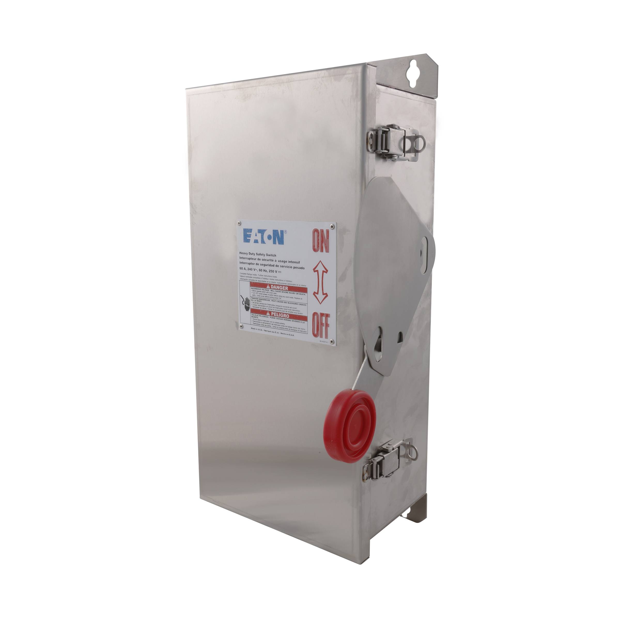 EATON DH261FWK316 Single Heavy Duty Safety Switch, 600 VAC, 30 A, 2 Poles