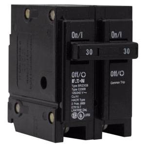EATON BR220B Type BR Thermal Magnetic Circuit Breaker, 120/240 VAC, 20 ...