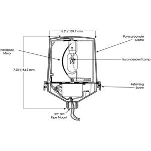 120 VAC, Federal Signal 225-120B Electraray® Warning Light, Blue Lens