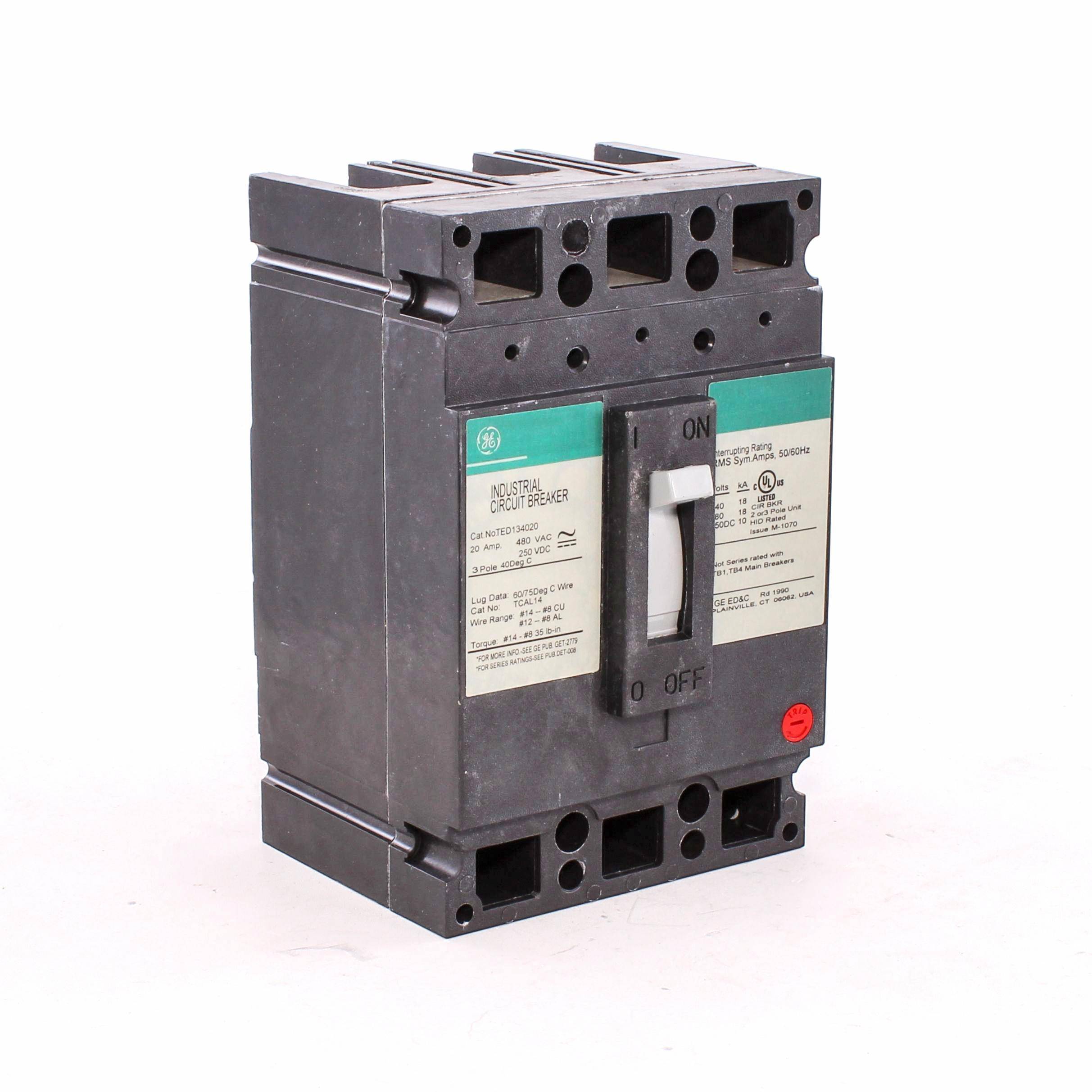GE TED134020 Type TED Core E Mid Tier Molded Case Circuit Breaker With ...