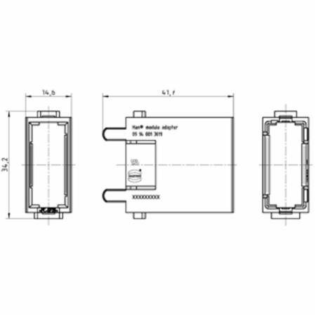 34.2 MM x 14.6 MM x 41.7 MM, 50 V, 10 A, Harting Technology Group 09-14 ...