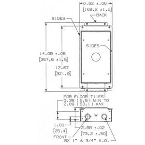 2-Gang, Rectangular, Hubbell Incorporated AFB2G25 Floor Box