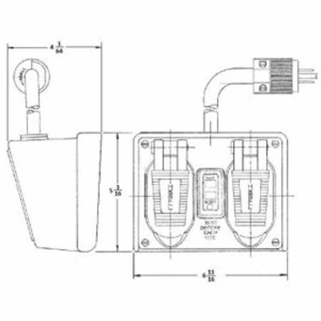 6' STOW-A, 4-Outlet, Hubbell Incorporated GFP15M Portable GFCI, 120 VAC ...