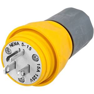 125 VAC 15 A 5-15P, Hubbell Incorporated HBL14W47A Elastogrip® Straight ...