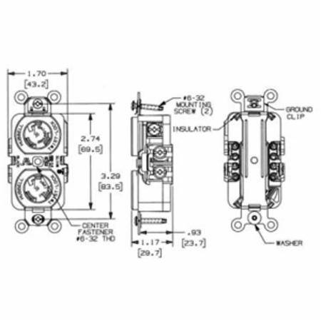 125 V 15 A, 2-Pole 3-Wire, Hubbell Wiring Device-Kellems HBL4700 Twist ...