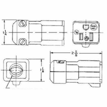 125 VAC 15 A 5-15R, Hubbell Incorporated HBL5969VY Valise® Straight ...