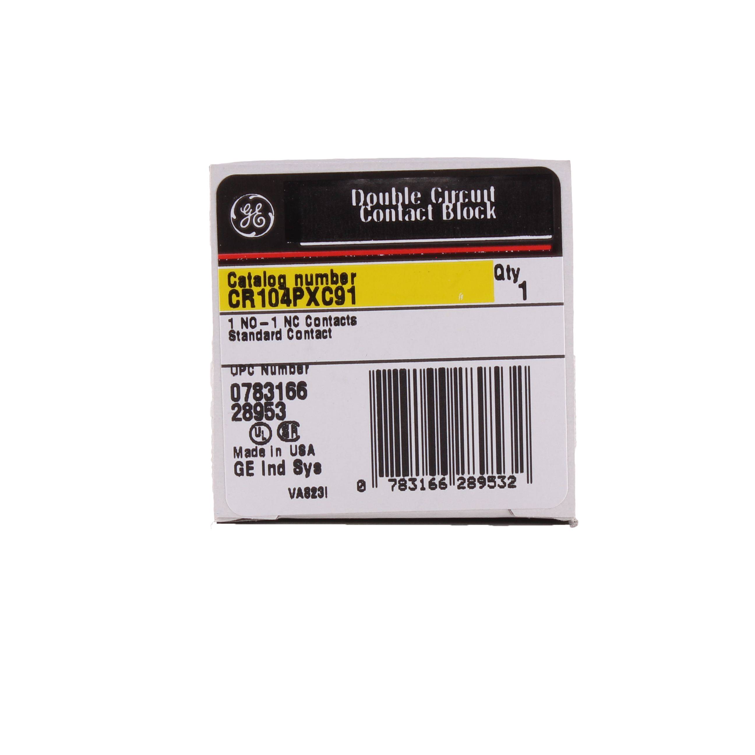 GE CR104PXC91 Standard Contact Block, 30.5 mm, 1NC-1NO Contact, 10 A at ...