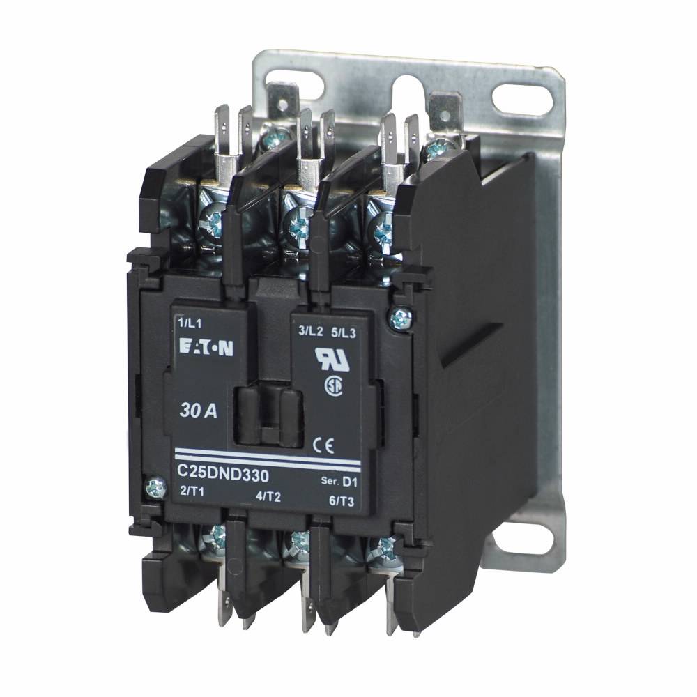 EATON C25DND330A Definite Purpose Contactor, 110 to 120 VAC V Coil, 30 ...