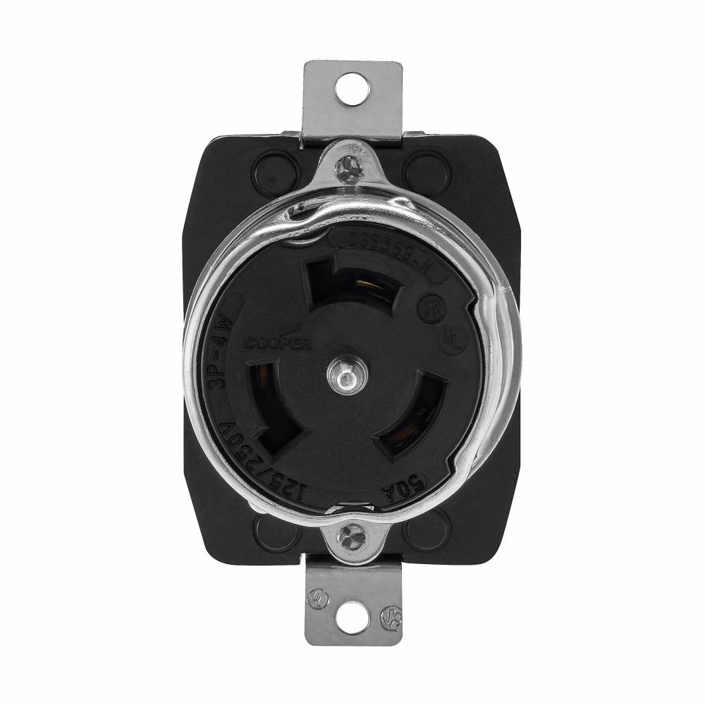 EATON CS6369 Single Locking Receptacle, 125/250 VAC, 50 A, 3 Poles, 4 ...