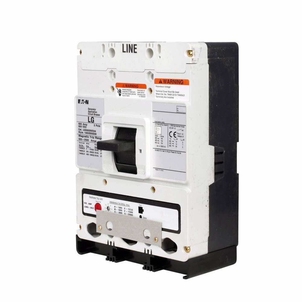EATON LG3450T38B20 C Series Engine Generator Molded Case Circuit Breaker, 600 VAC, 450 A, 3 ...
