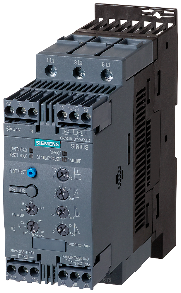 Siemens 3RW40381TB04 Soft Starter, 3 Poles, IP00 Enclosure