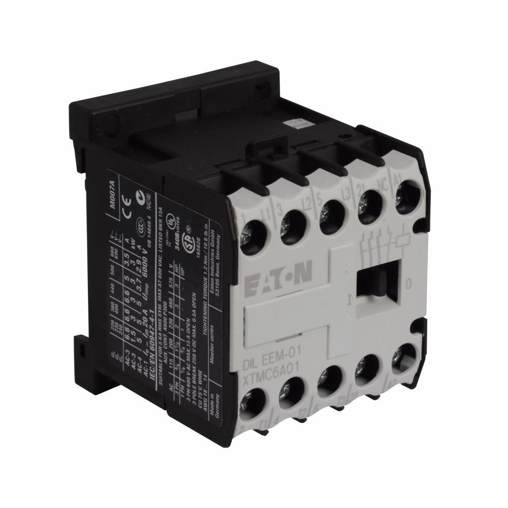 EATON XTMC6A01TD Full Voltage Non-Reversing IEC Miniature Contactor, 24 ...