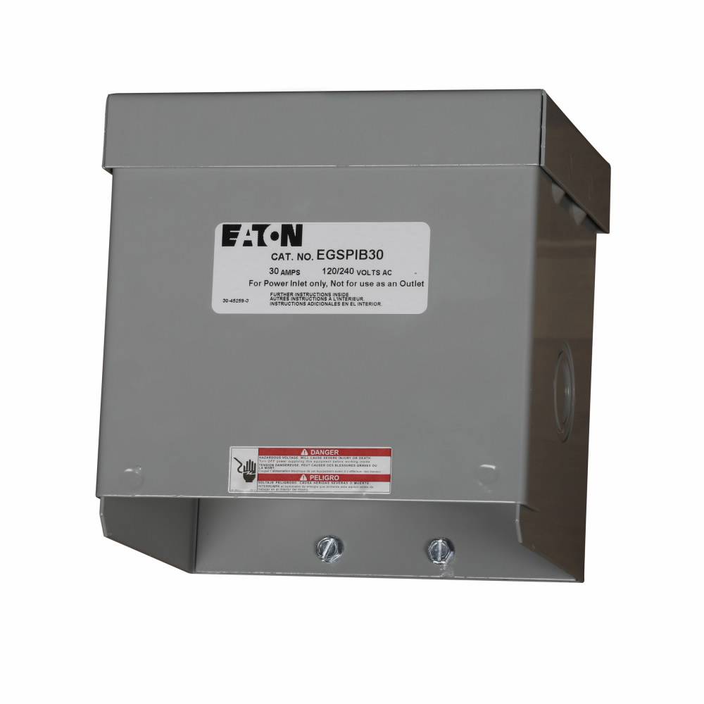 EATON EGSPIB30 1-Phase Power Inlet Box, 120/240 VAC, 30 A, For Use With ...