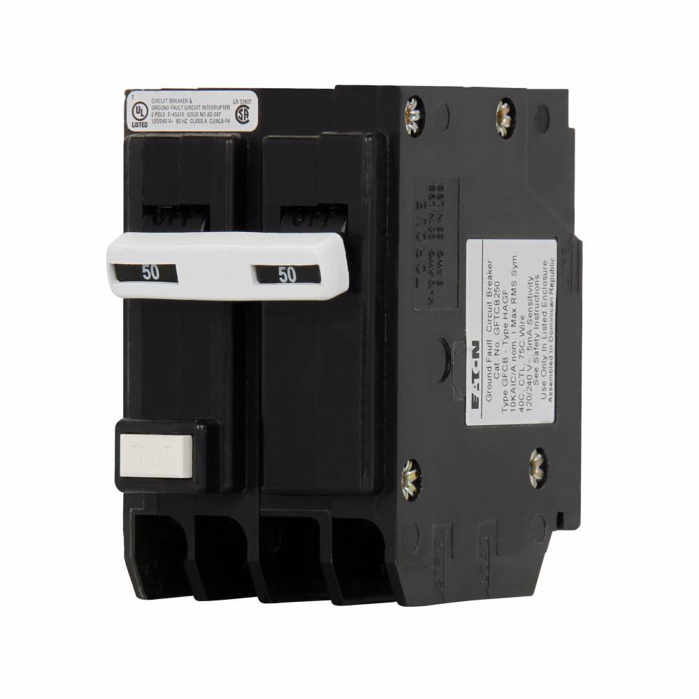 EATON GFTCB250CS Type GFTCB Ground Fault Self-Test GFCI Circuit Breaker ...