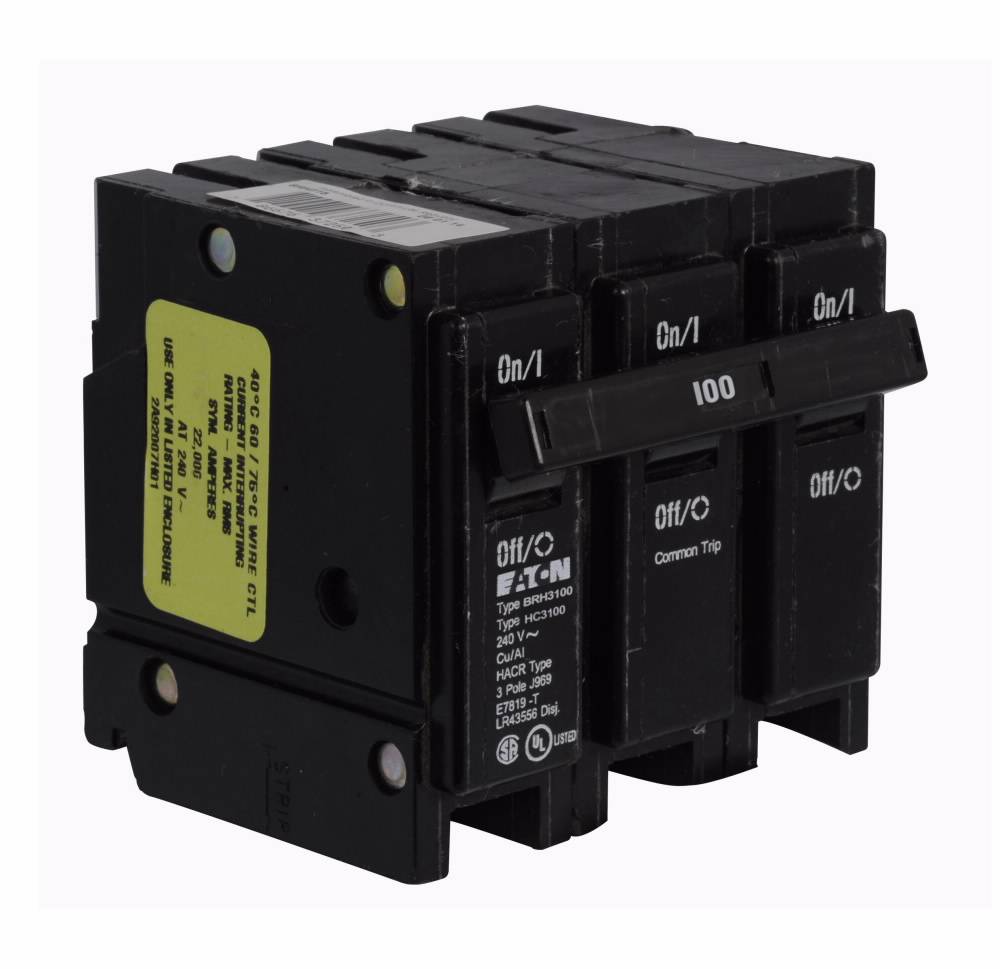 EATON BRH3100 Type BR Circuit Breaker, 240 VAC, 100 A, 22 kA Interrupt ...