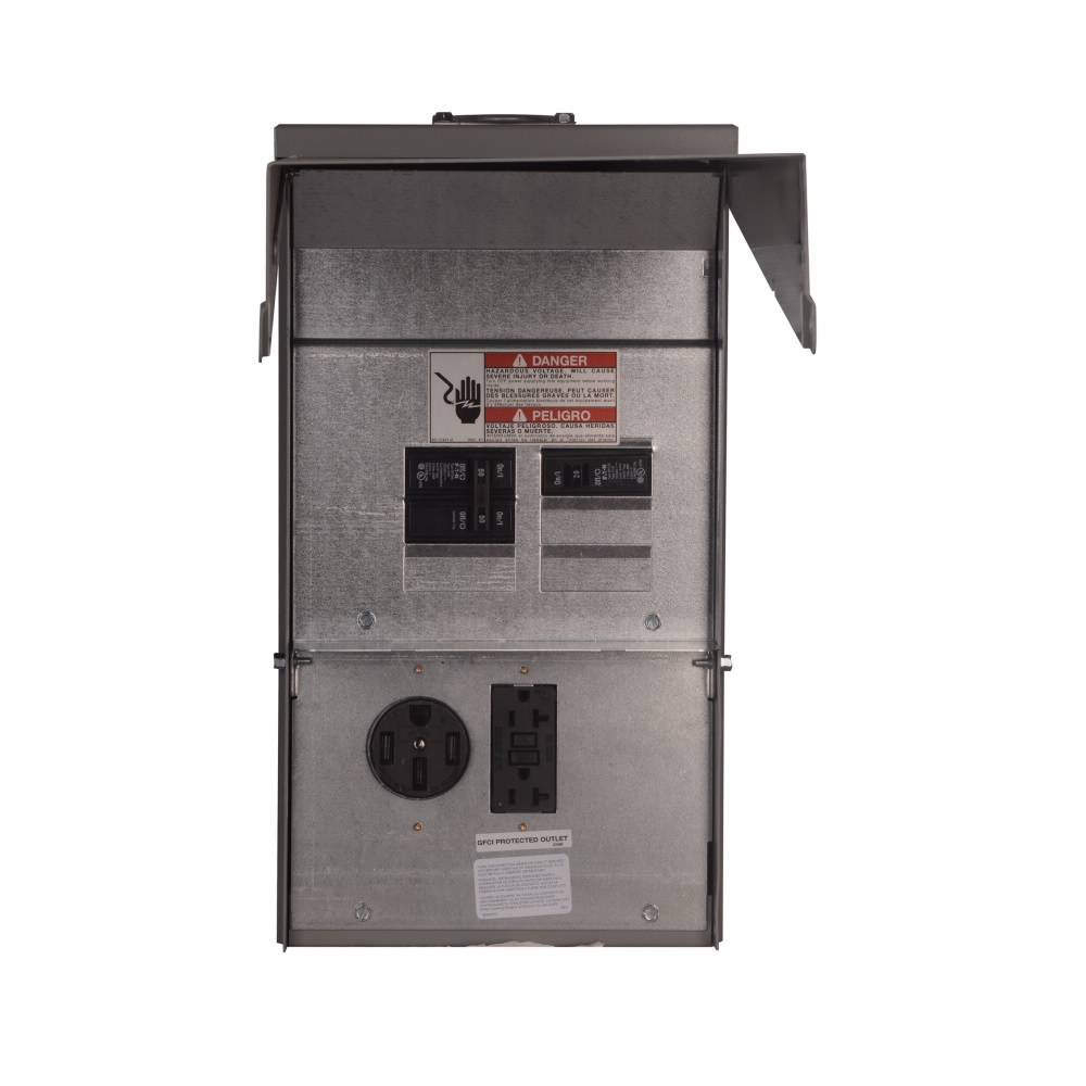 EATON CHU1NP 4-Circuit Unmetered Power Outlet Pedestal, 125/250 VAC, 50 ...