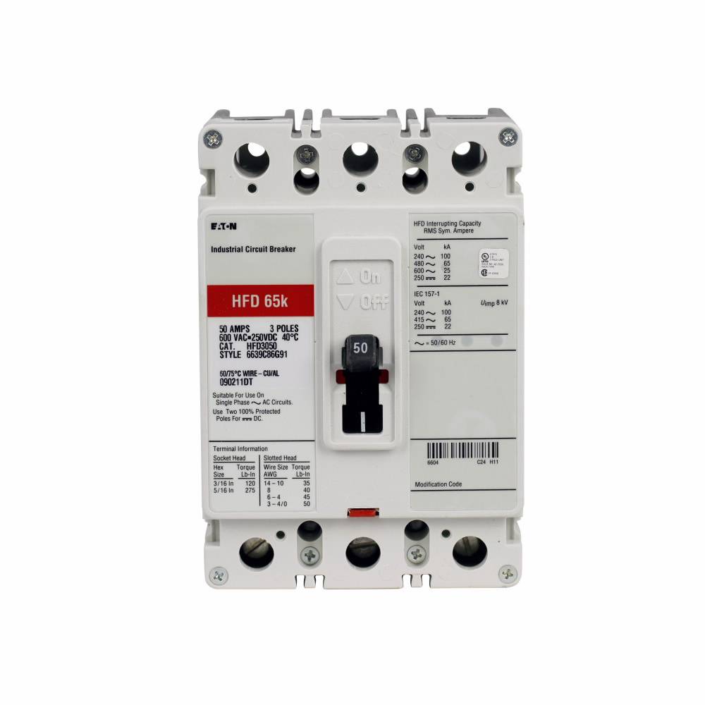 EATON HFD3090 C Series Type HFD Molded Case Circuit Breaker, 600 VAC ...