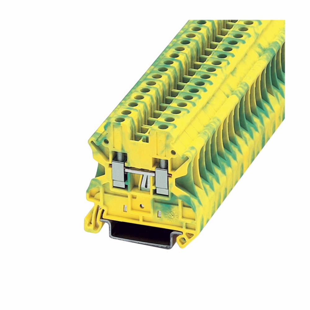 EATON XBUT4PE IEC-XB 1-Level Ground Block, 26 to 12 AWG Wire, DIN Rail ...