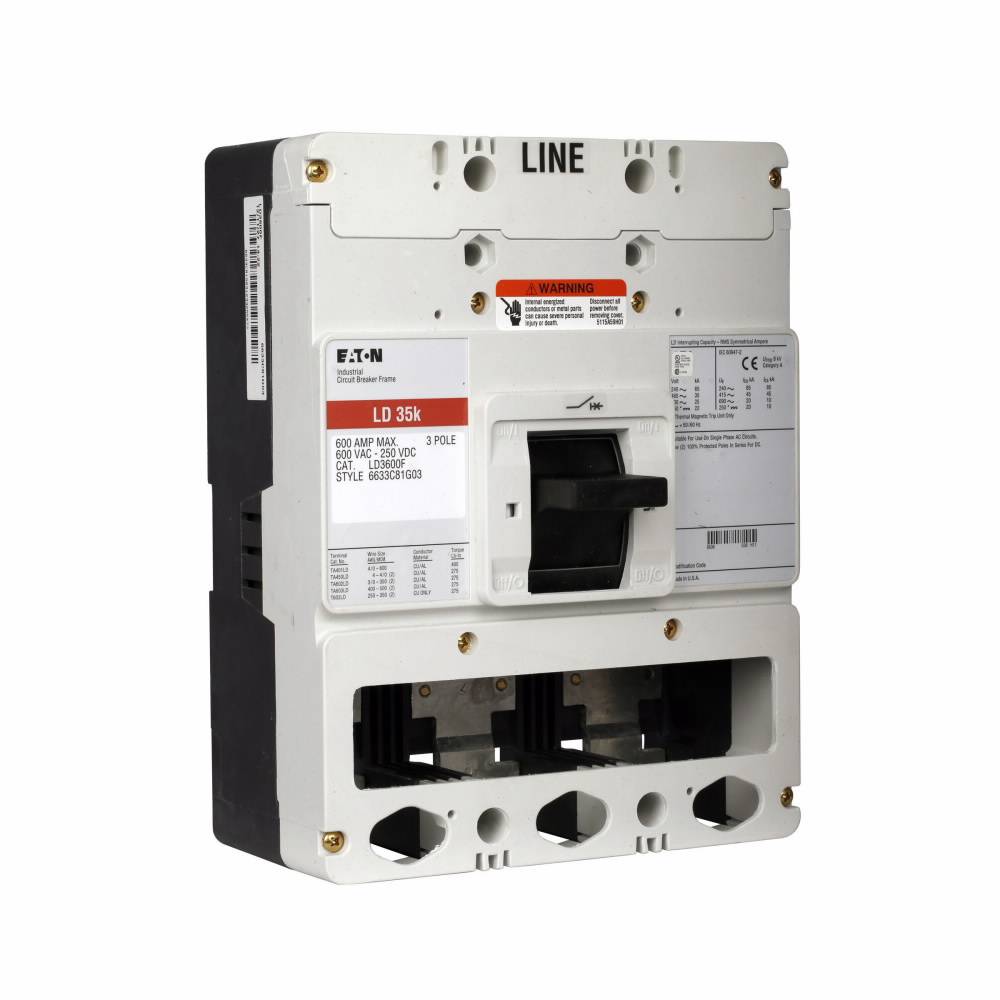 EATON HLD3600F Molded Case Circuit Breaker Frame, 600 VAC/250 VDC, 600 ...