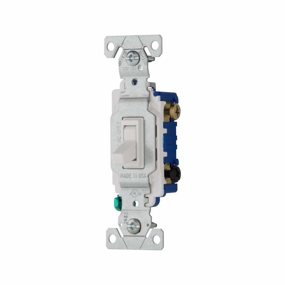 Eaton Wiring Devices Arrow Hart 1303-7W 3-Way Toggle Switch, 120 VAC, 15 A