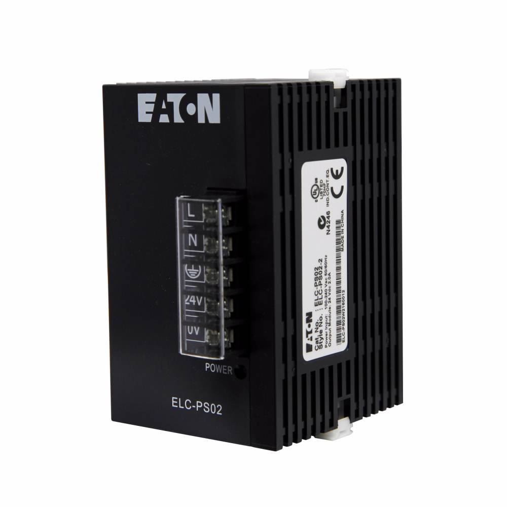 EATON ELC-PS02 PLC Power Supply Module, 100 to 240 VAC Input, 24 VDC ...