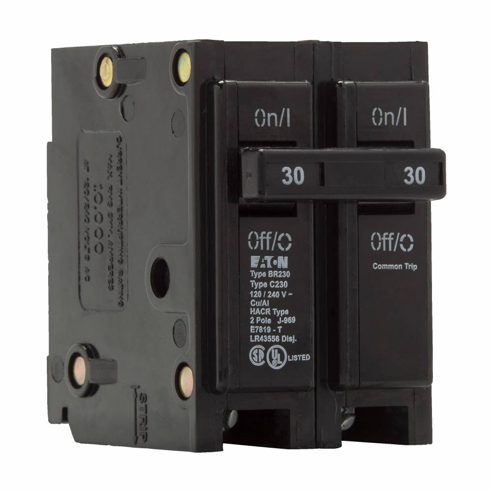 EATON BR230 Type BR Circuit Breaker, 120/240 VAC, 30 A, 10 kA Interrupt ...