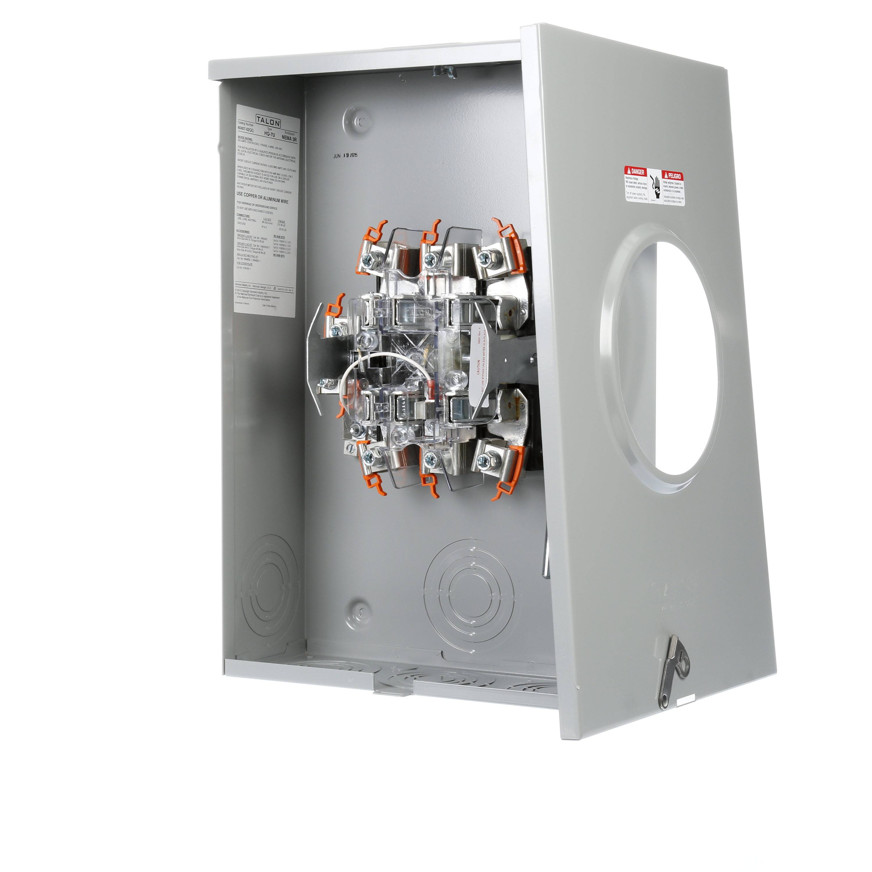 Siemens TALON® 40407-02QG 8-Cutout 1-Position Meter Socket With Lever ...