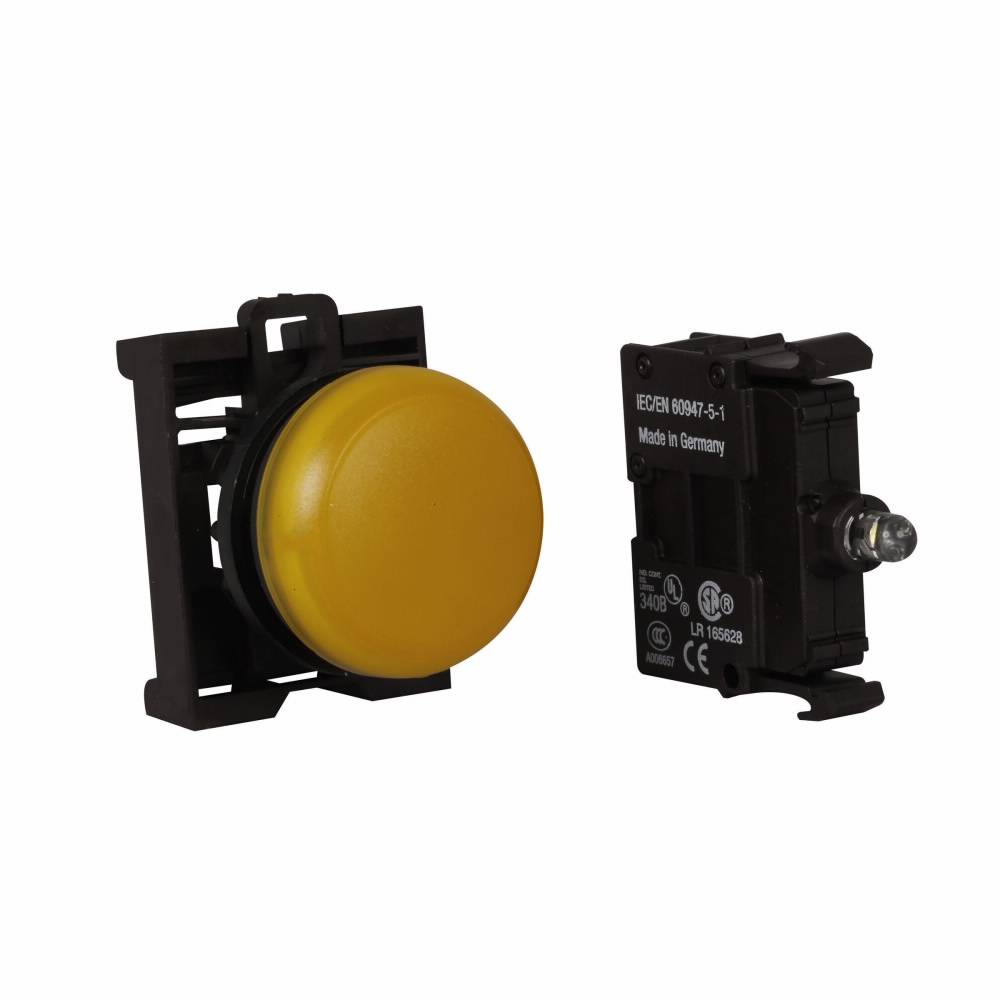 EATON M22-L-Y-W Illuminated Modular Indicating Light With Trip Unit, 12 to 30 VAC/VDC