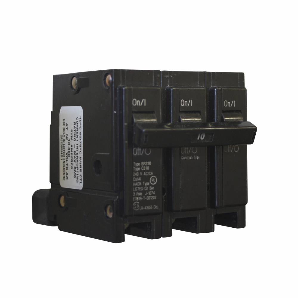 EATON BR310 Type BR Thermal Magnetic Circuit Breaker, 240 VAC, 10 A, 10 ...