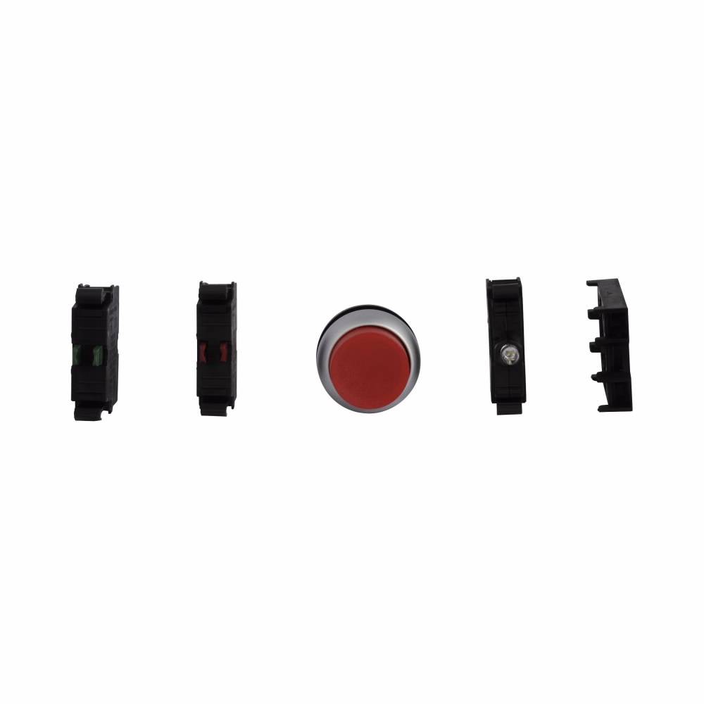 EATON RMQ-Titan® M22-DLH-R-K11-230R-P Modular Illuminated Pushbutton, 22.5 mm, 1NO-1NC Contact, Red