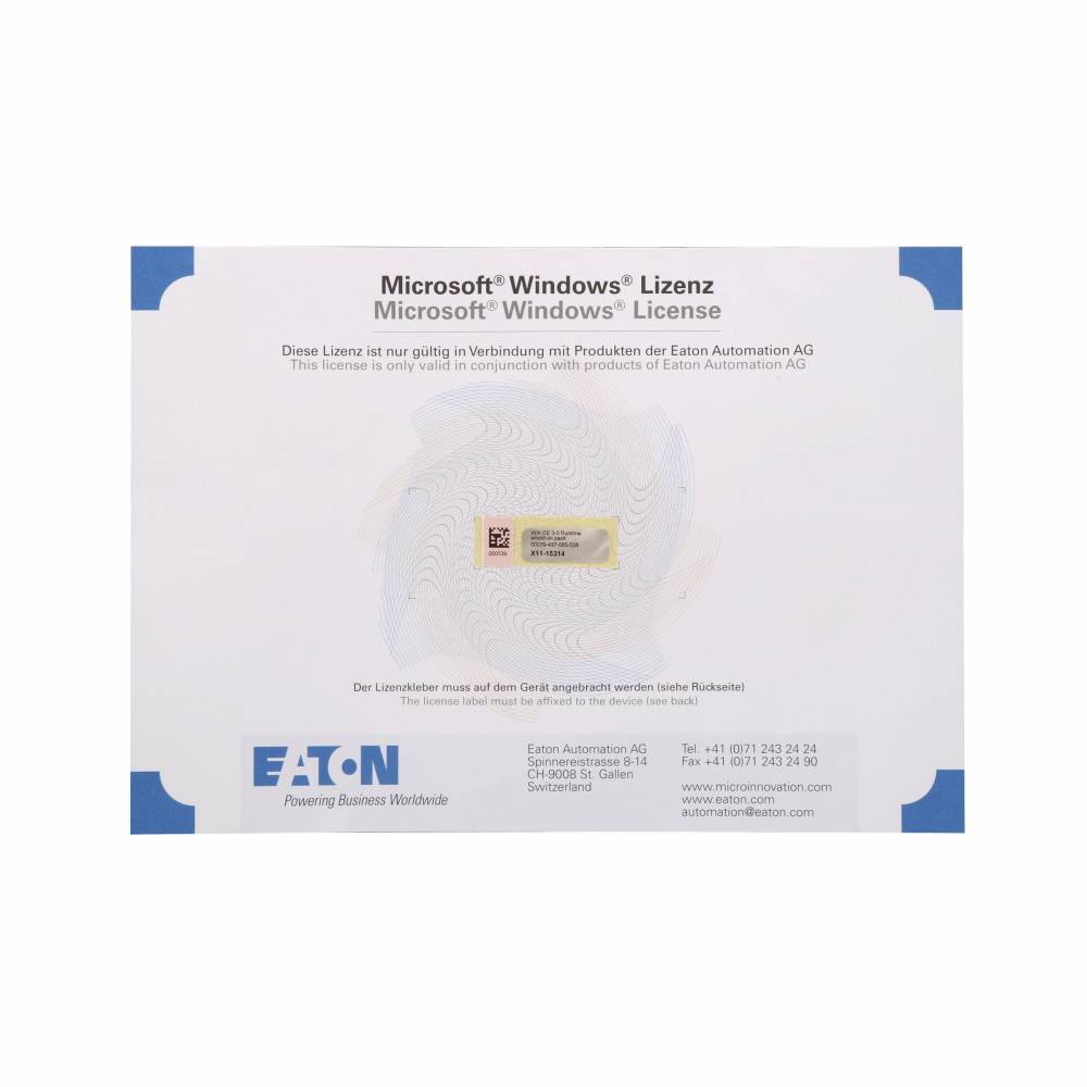 EATON LIC-OS-CE30 Standard Runtime Windows License With License Sticker