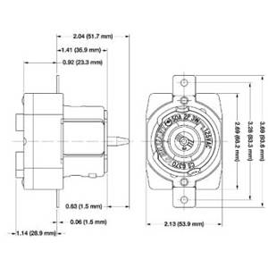 EATON CS8169 3-Phase Single Locking Receptacle, 480 VAC, 50 A, 3 Poles ...