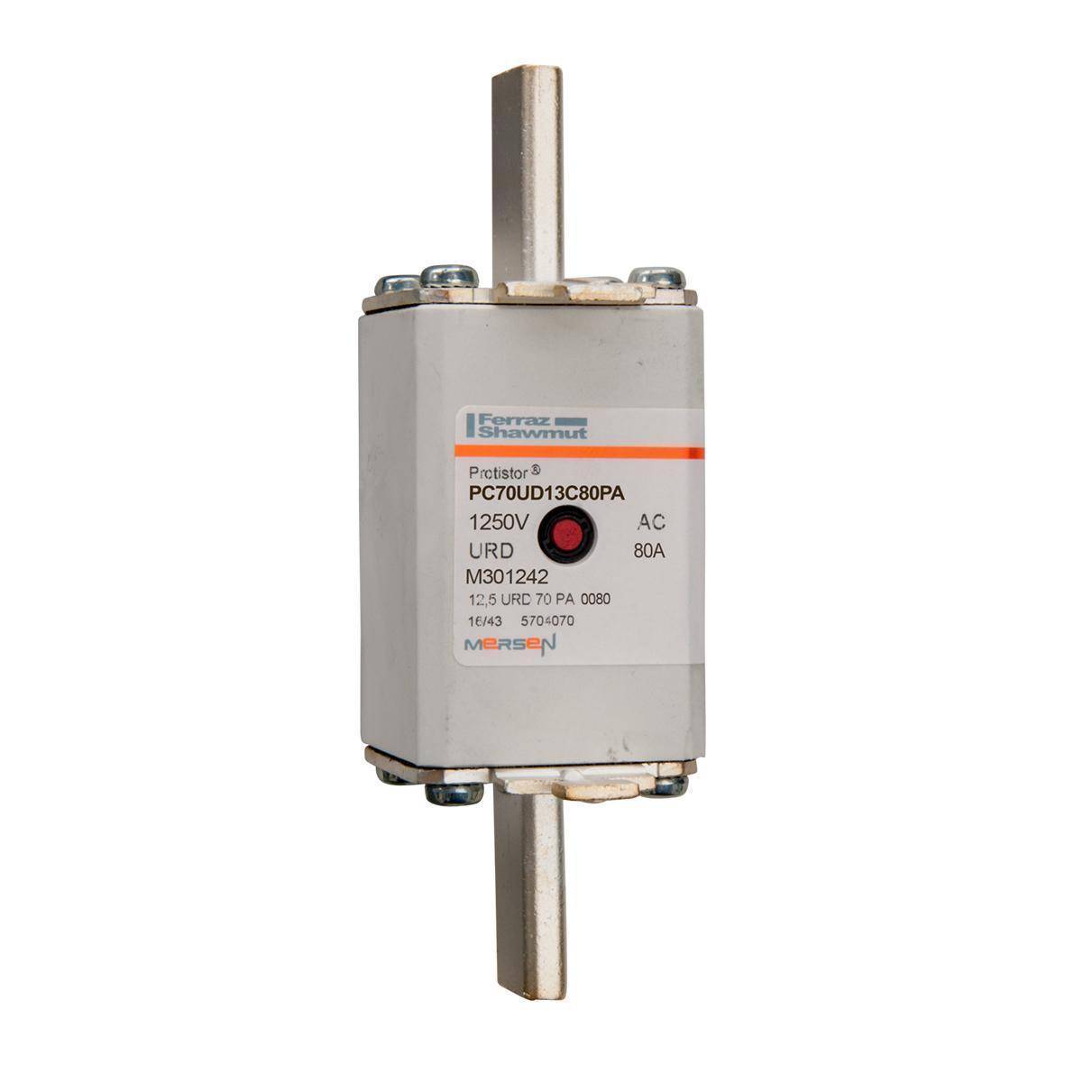 Mersen M301242 Protistor Size 70 High Speed Fuse, 80 A, 1250 VAC, 126 ...