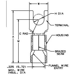 14 to 10 AWG, #6 Stud, Panduit PV10-6F-D Pan-Term® Fork Terminal, Yellow
